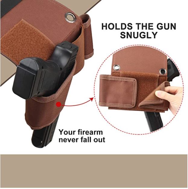 Brown Bedside Gun Holster Adjustable Under The Mattress Pistol Holder ...
